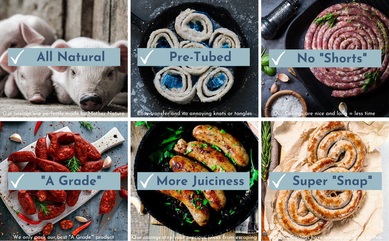 Natural Hog Casings 32-35mm 90m - NZ Casings NZ