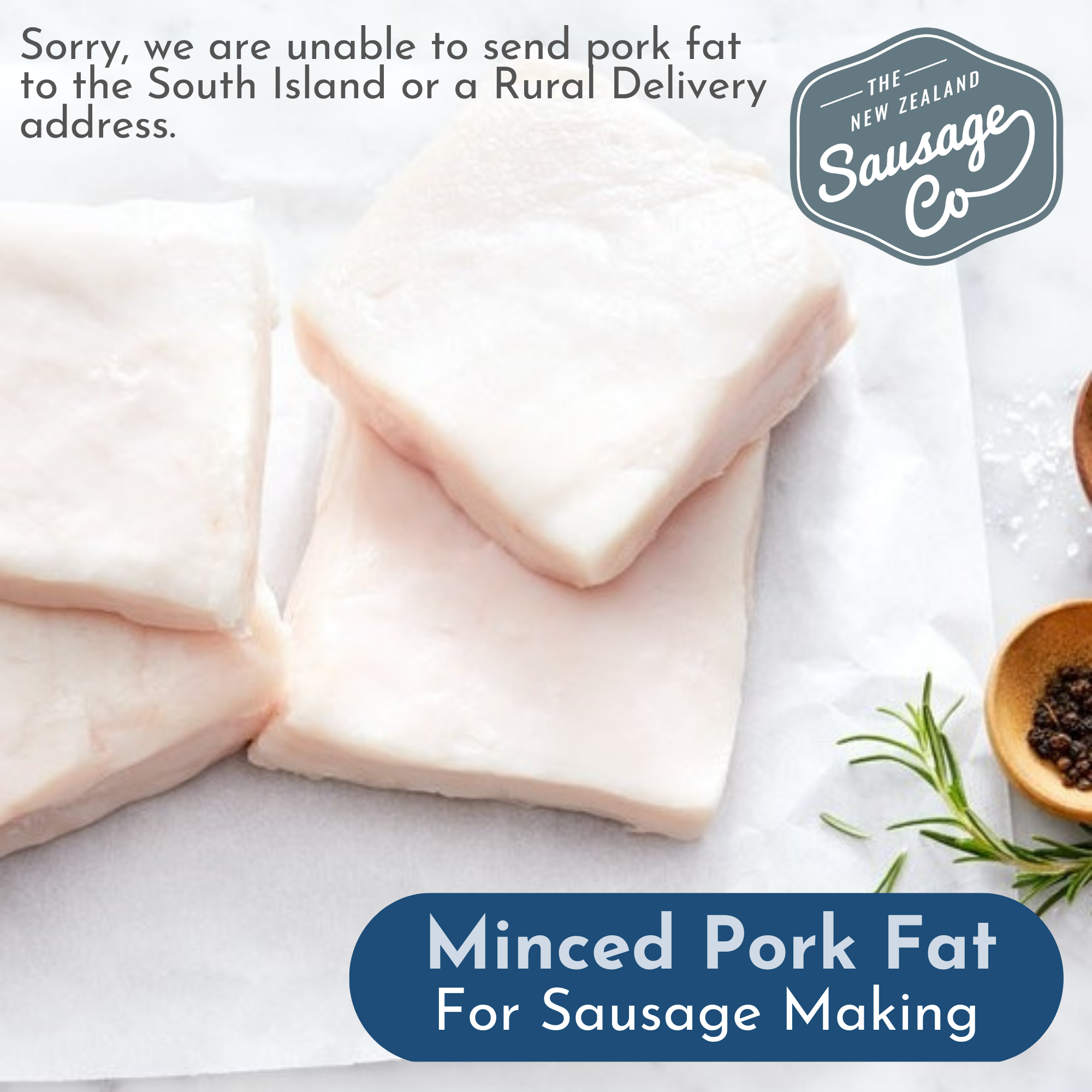 Buy Pork Fat for Home Sausage Making Online | 3KG - NZ Casings NZ